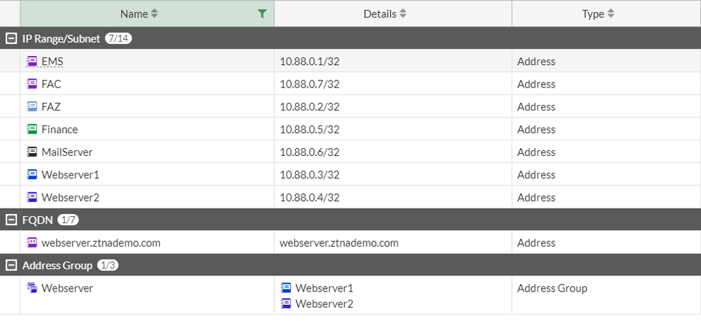 Addresses and address groups | FortiGate / FortiOS 7.2.5 | Fortinet Document Library